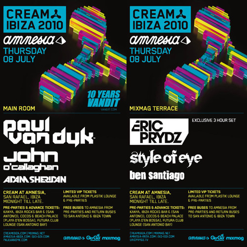 Stream Cream @ Amnesia, Ibiza 08.07.10 by Ben Santiago | Listen online ...