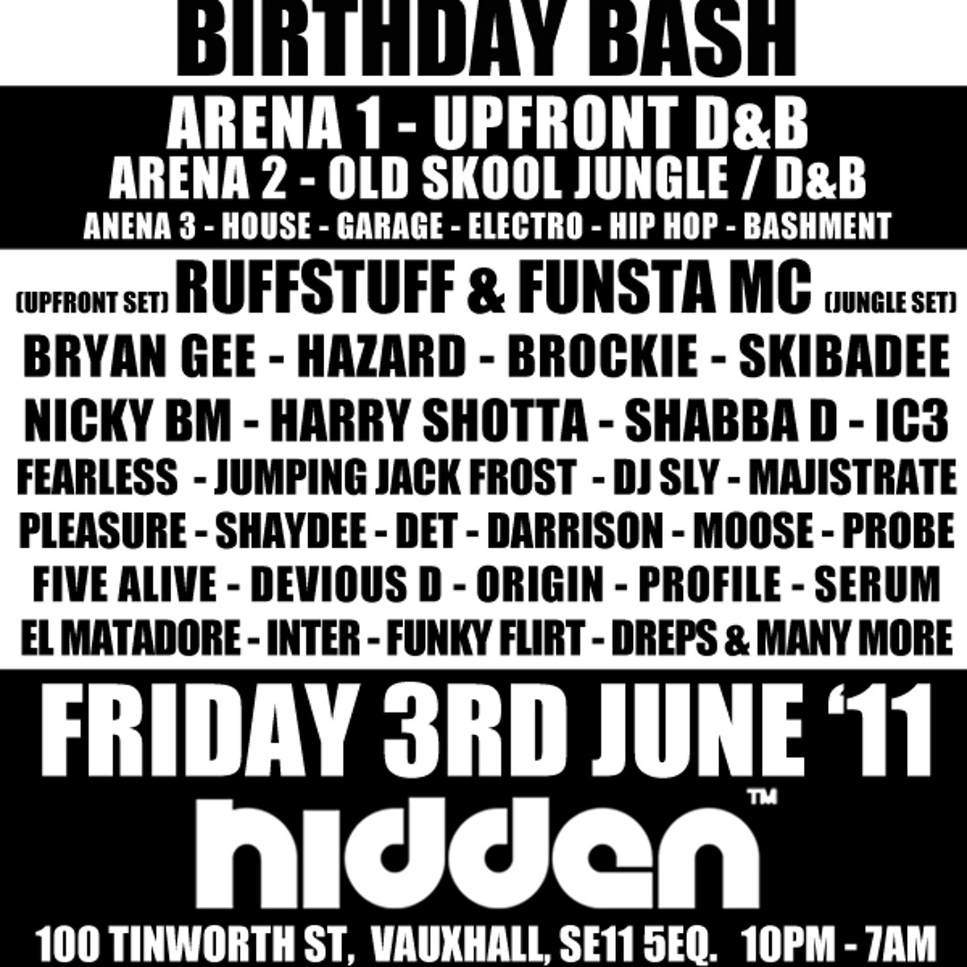 Stream DJ RUFFSTUFF & FUNSTA MC BIRTHDAY BASH ADVERT - FRI 3RD JUNE ...