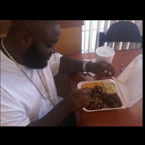 Rick Ross No Shirt Eating