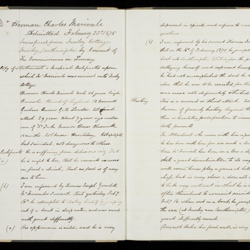 Stream 16. Being an asylum patient 3a: Herman Charles Merivale admitted ...
