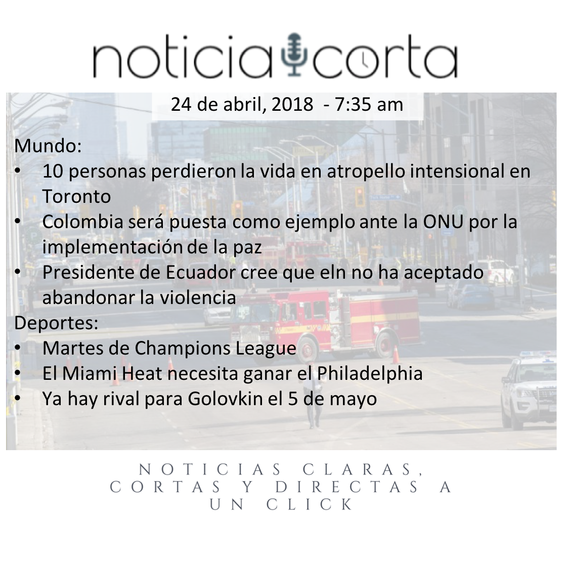 Noticia Corta 24 De Abril De 2018