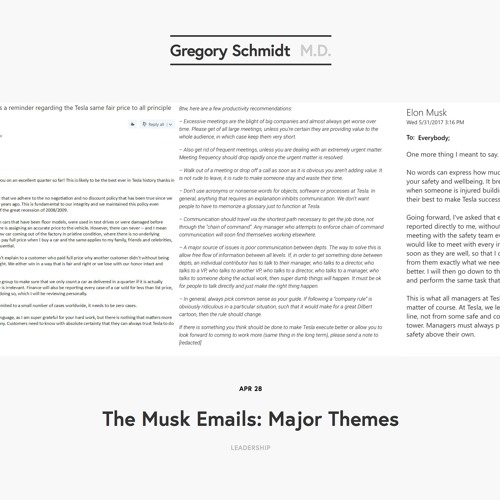 Stream episode The Musk Emails: Major Themes by Gregory Schmidt podcast ...
