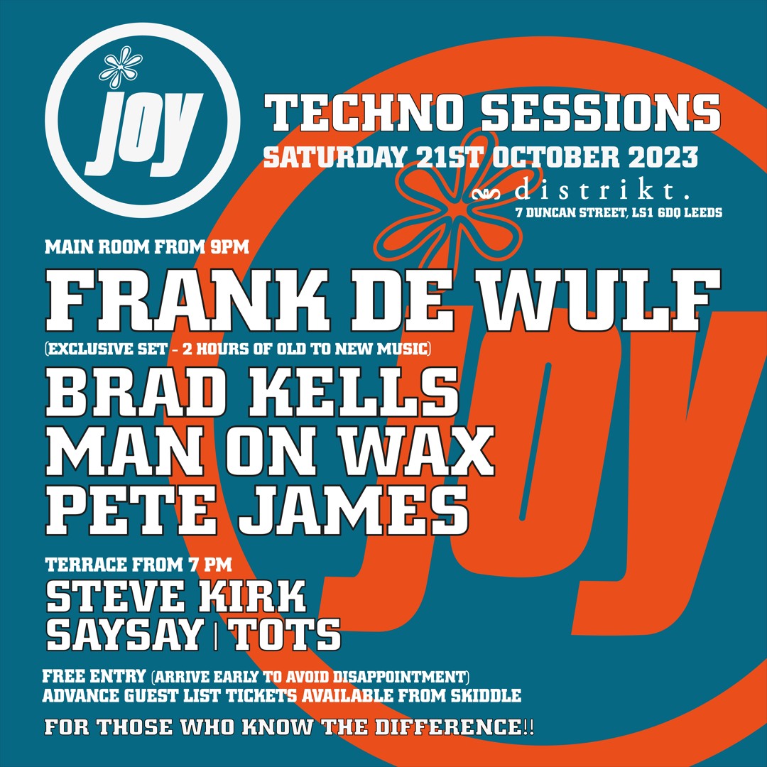 Stream Frank De Wulf @ JOY, Leeds. 21-10-23 by JOY (Leeds) Brad Kells ...