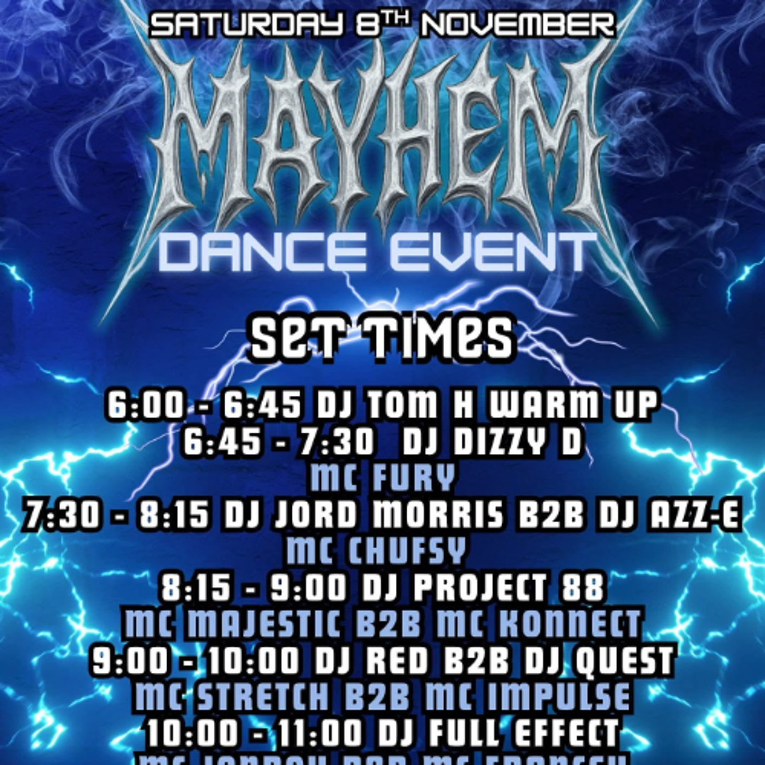 Stream Mayhem Dance Event 8th November 2025 (Sunderland) - DJ Matty O ...