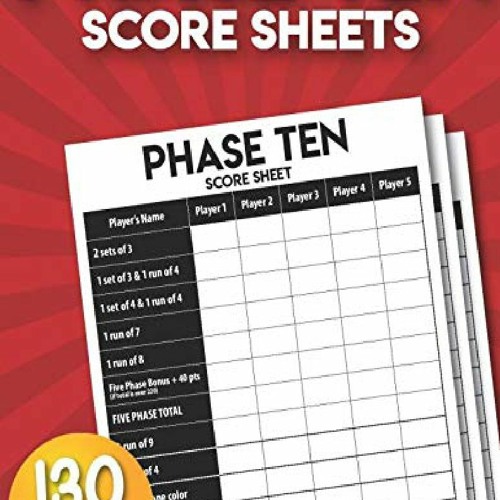 Stream episode PDF Phase Ten Score Sheets: 130 Large Phase 10 Card Game ...