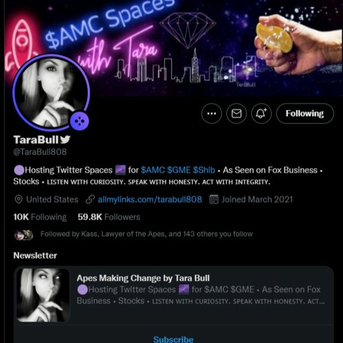 Stream episode November 15, 2021 Twitter Space: TaraBull808 - NFT for ...