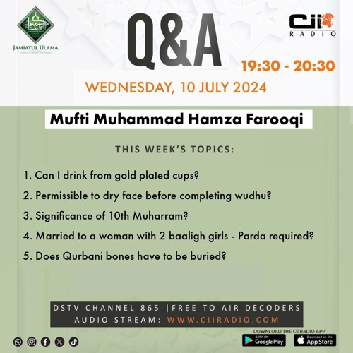 Stream 10-07-24 - Question & Answer with Mufti Muhammad Hamza Farooqi ...