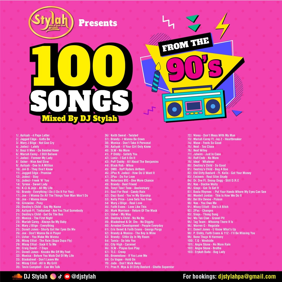 Stream 100 SONGS FROM THE 90'S BY DJ STYLAH (CLEAN MIX) by DJStylah ...