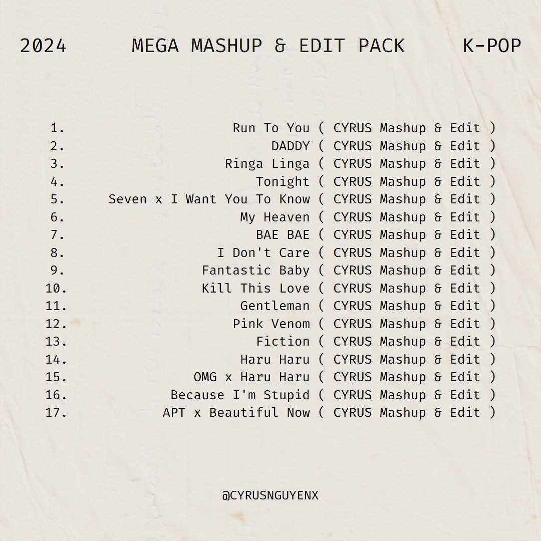Stream MEGA K-POP MASHUP & EDIT PACK "Preview" by CYRUS 2.0 | Listen online for free on SoundCloud