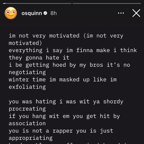 Stream osquinn/quinn ig story snippet 2/6/25 by :'( | Listen online for ...