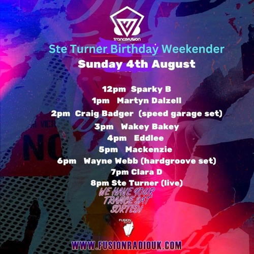 Stream Ste Turner Trance Fusion Birthday Collaboration 4th Aug 24 by dj ... Stream Ste Turner Trance Fusion Birthday Collaboration 4th Aug 24 by dj ...