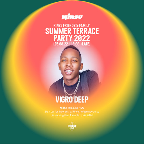 Stream Rinse Summer Terrace Party: Vigro Deep - 25 August 2022 by Rinse FM | Listen online for ...