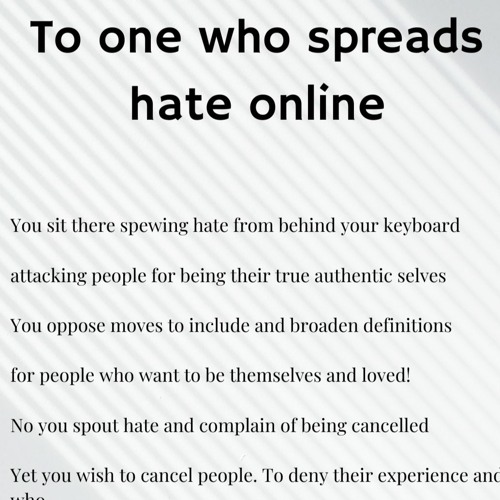 Stream To one who spreads hate online by Stephen Spillane | Listen ...