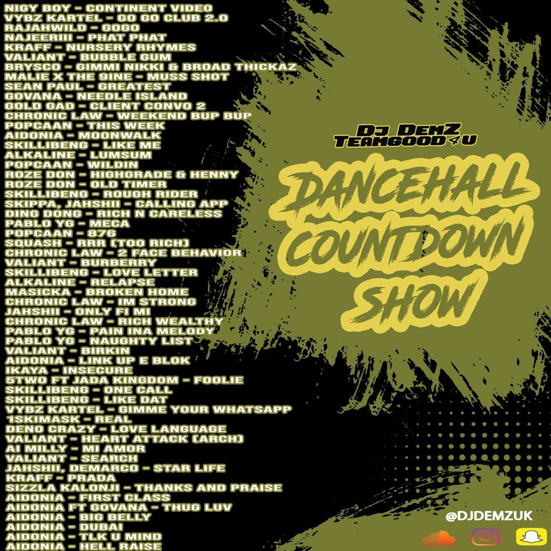 Stream Dancehall Countdown 5/01/24 Happy New Year Peeps!! by DJ DEMZ ...
