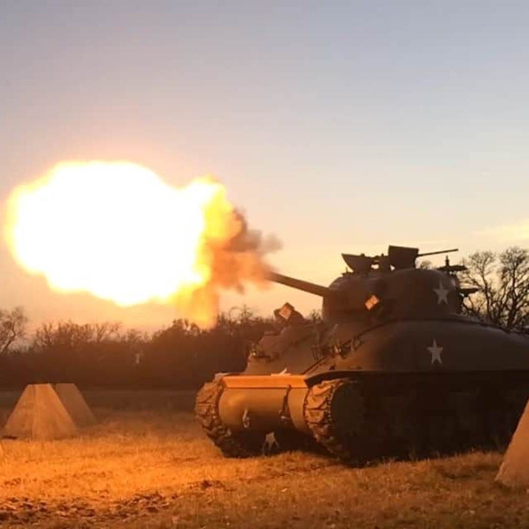 Stream 75mm WWII Cannon Very Close Dist Muzzle Facing Forward by Pole ...