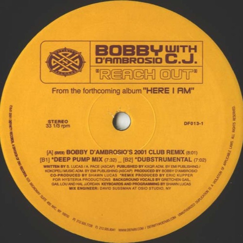 Stream Bobby D'Ambrosio With C.J - Reach Out (2001 Club Mix) by ...