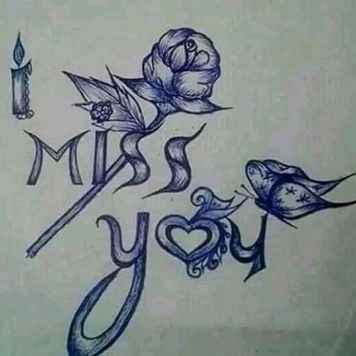 Miss U Lettering Pencil Sketch