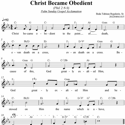 Stream Christ Became Obedient (Palm Sunday Gospel Acclamation) (B.T ...