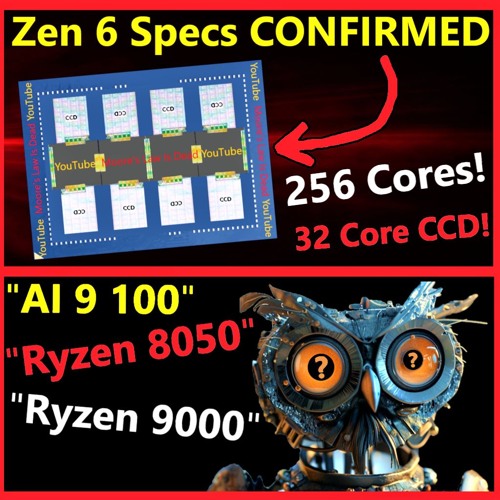 Stream episode 258. 256C Zen 6 CONFIRMED, AMD Zen 5 Strix AI Naming ...