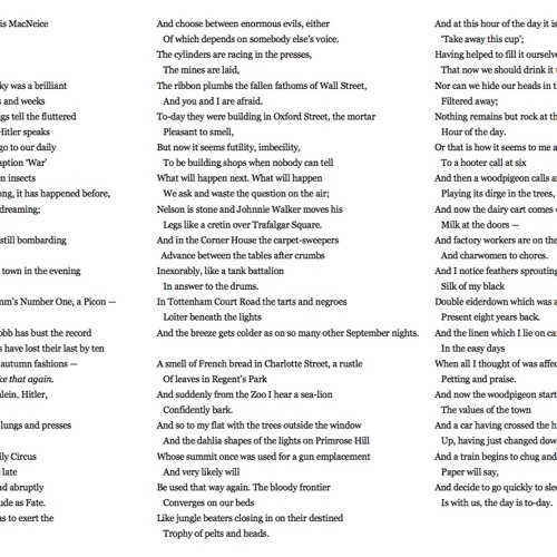 Stream 302 Autumn Journal V by Louis MacNeice by Samuel West # ...