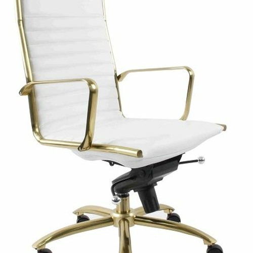 Stream episode Euro Style Dirk High Back White & Brushed Gold Office ...