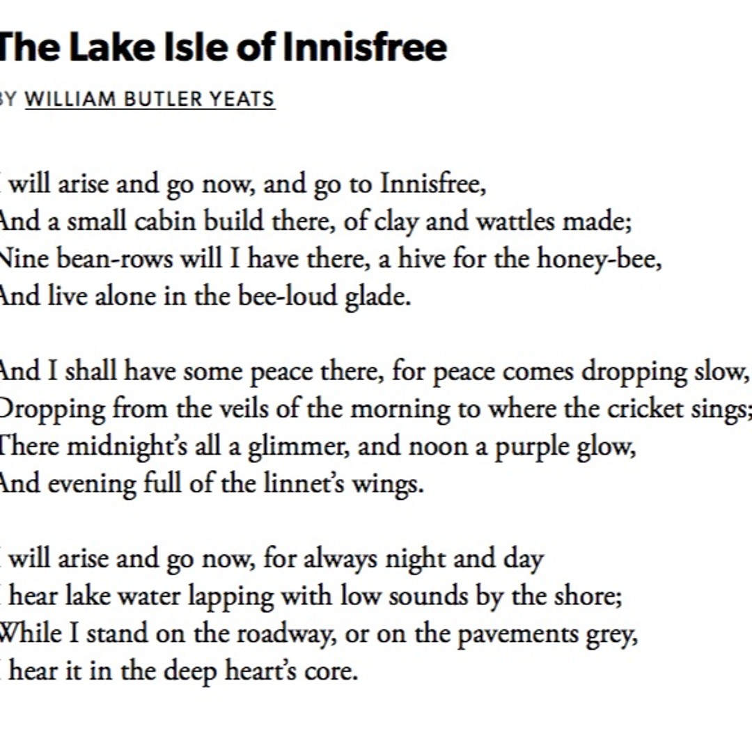 Stream 19 The Lake Isle Of Innisfree by W B Yeats, read by Emma ...