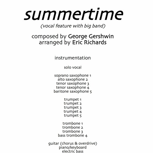 Stream SUMMERTIME (George Gershwin & DuBose Heyward/arr. Eric Richards ...