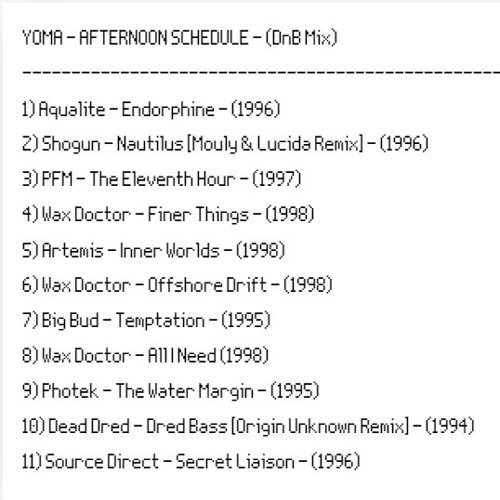 Stream Yoma - AFTERNOON SCHEDULE (90s Jungle / Ambient / Intelligent ...