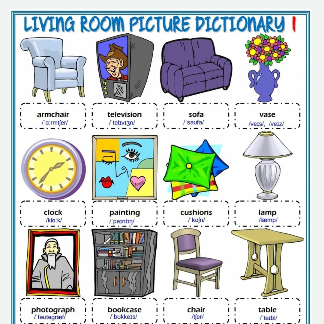 Listen to Living room vocabulary esl picture dictionary worksheets for ...