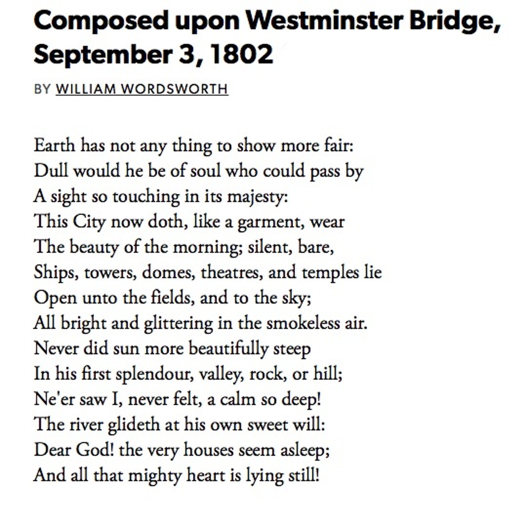 Stream 11 Composed upon Westminster Bridge, September 3, 1802 by ...