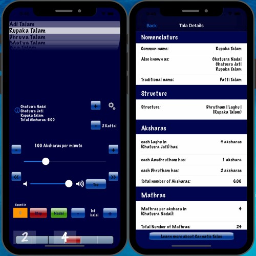Stream Talanome Rupaka Talam @100 bpm Open/Closed Bell (2 Kattai - D ...