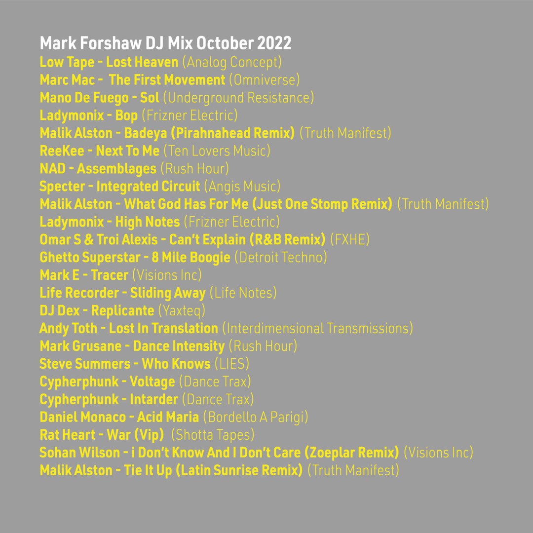 Stream episode Mark Forshaw DJ Mix October 2022 by Mark Forshaw podcast ...