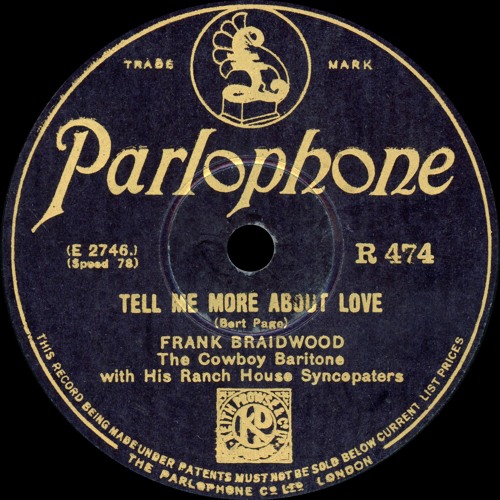 Stream Frank Braidwood (with his Ranch House Syncopaters) - Tell Me ...