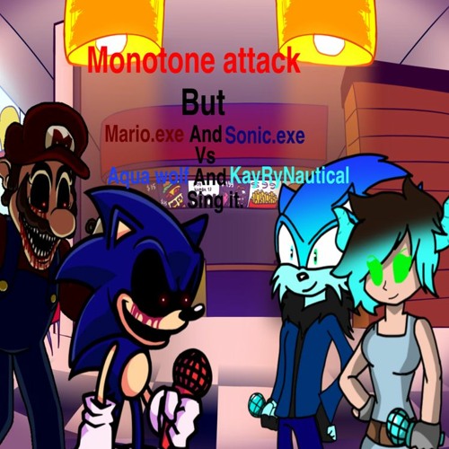 Stream Monotone Attack but Mario.exe and Sonic.exe vs Aqua Wolf (my oc ...